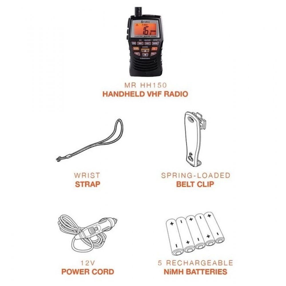 Cobra Marine MR-HΗ150FL Vhf Φορητός πομποδέκτης 3 Watt | Walkie Talkies